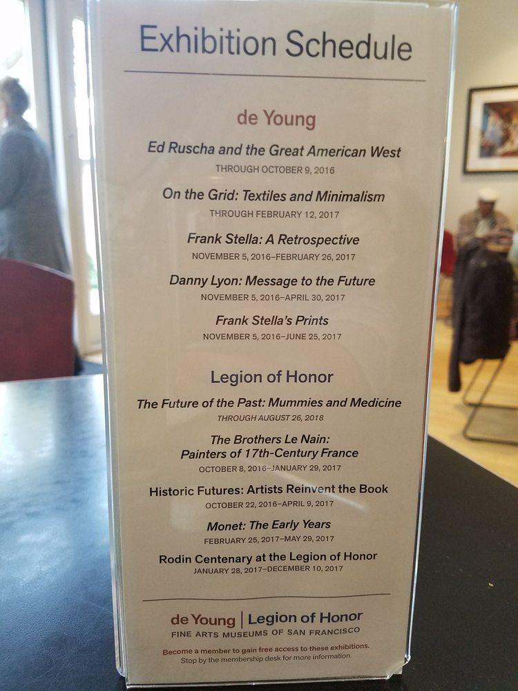 Menu at Legion of Honor Café cafe, San Francisco