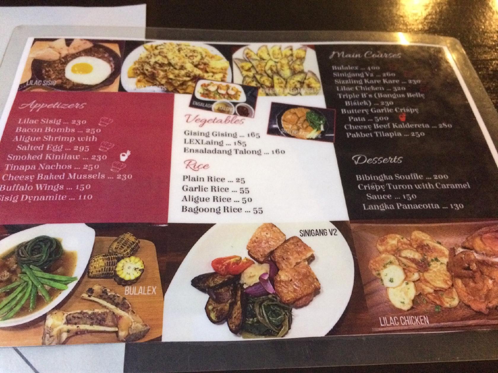 Menu at Lilac Food Trip restaurant, Marikina