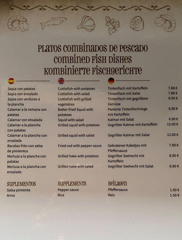 Carta de Bar Mingo, Manacor