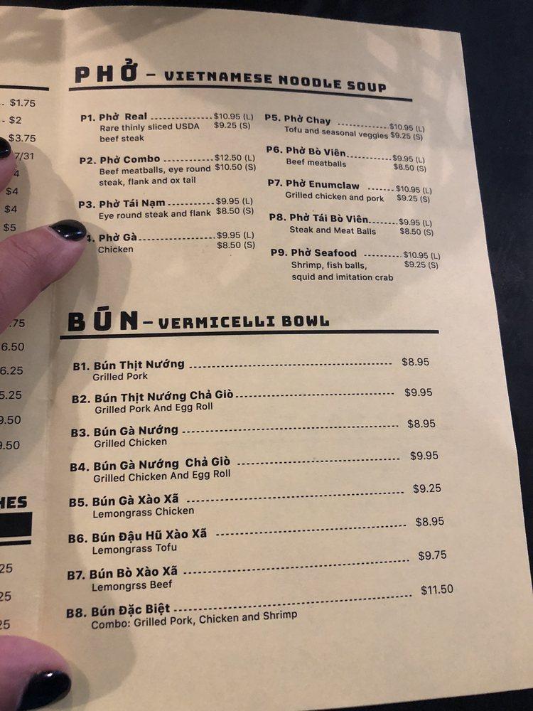 Menu at Pho Real restaurant, Enumclaw