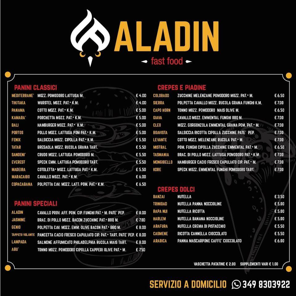 Menu at Aladin 2019, Scoglitti