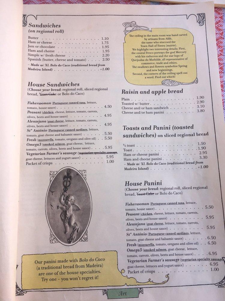Menu at Café Saudade, Sintra