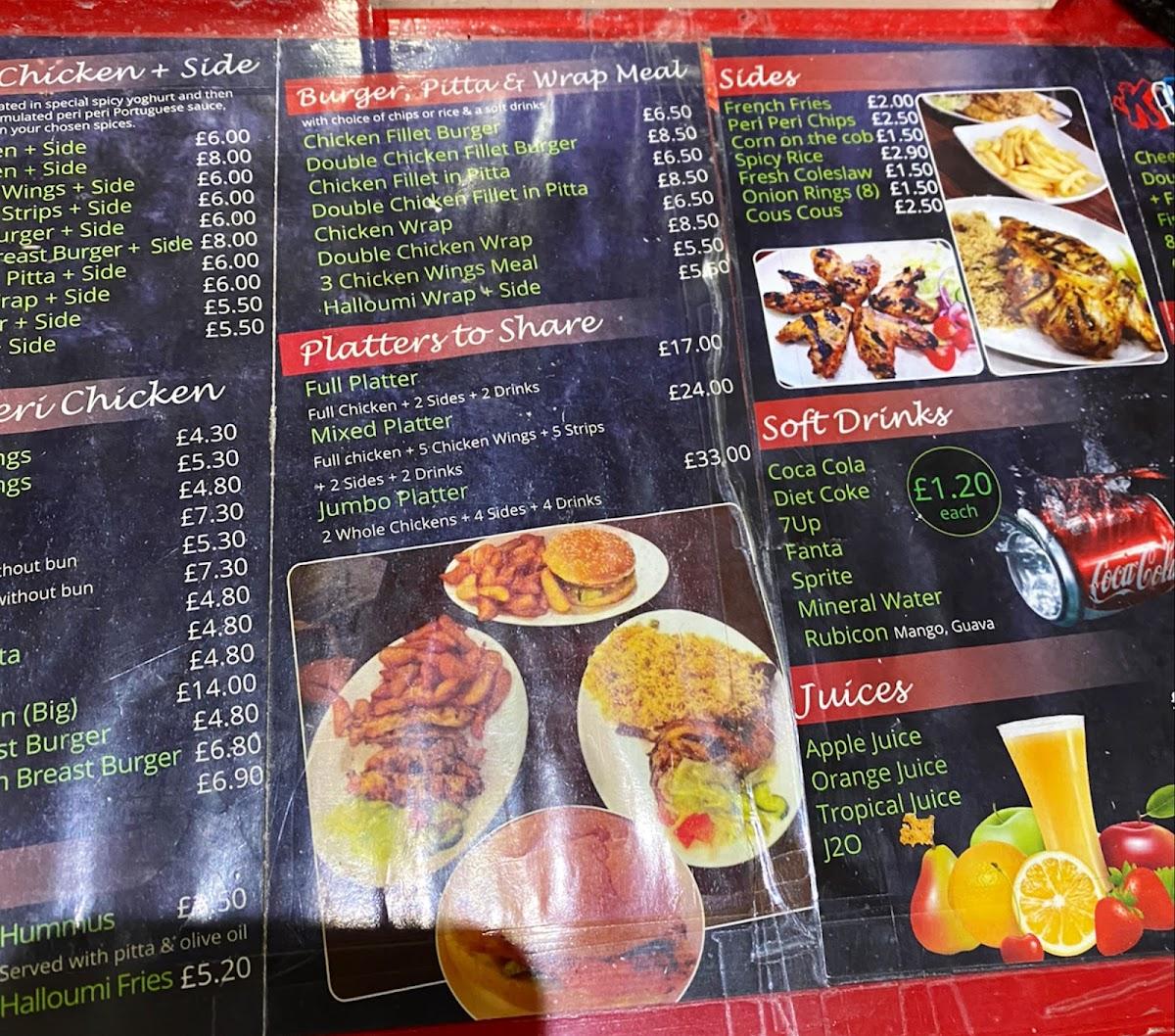 Menu at Franganos restaurant, Halifax