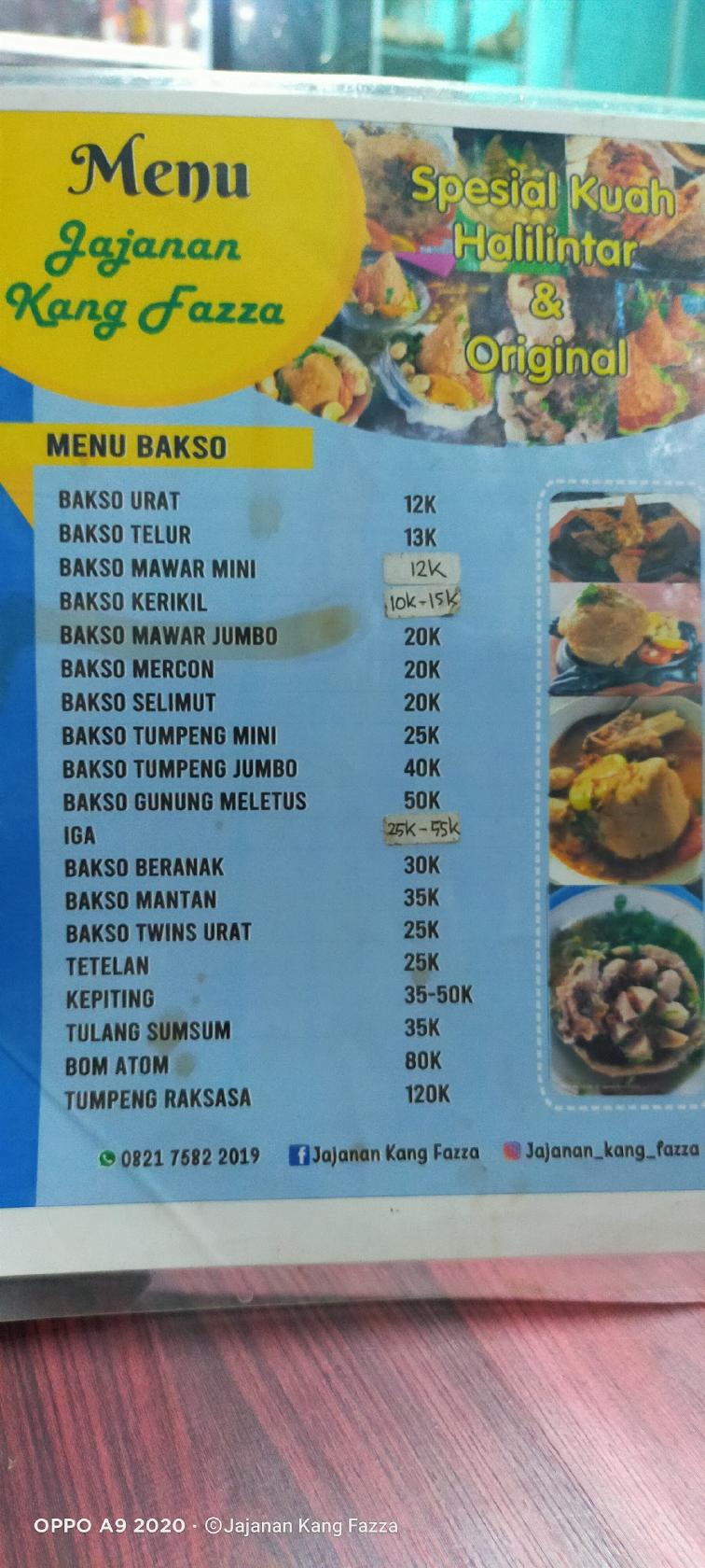 Menu at Jajanan Kang Fazza restaurant, Campur Asri