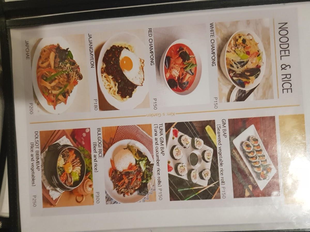 Menu at Kim's Garden Korean Restaurant, Santiago