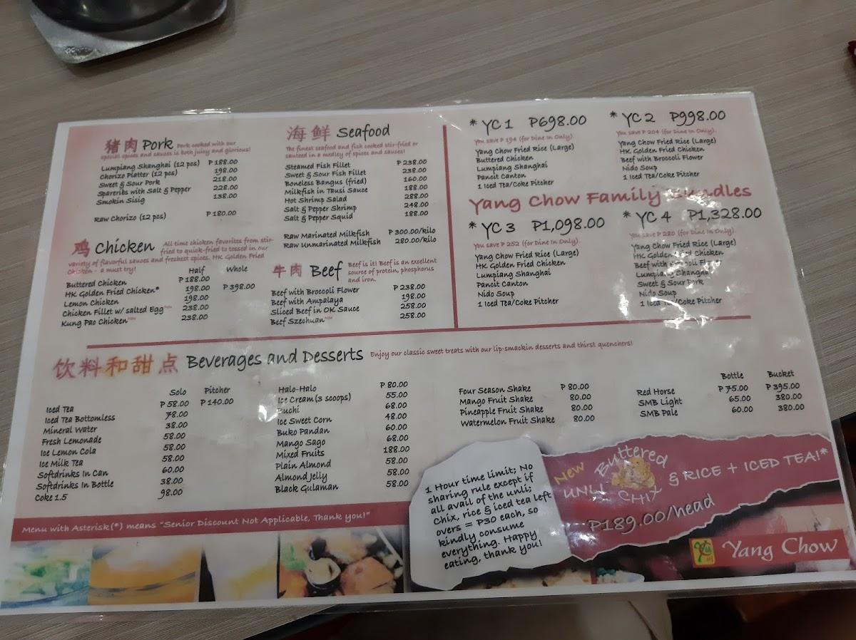 Carta del restaurante Yang chow, Dipólog