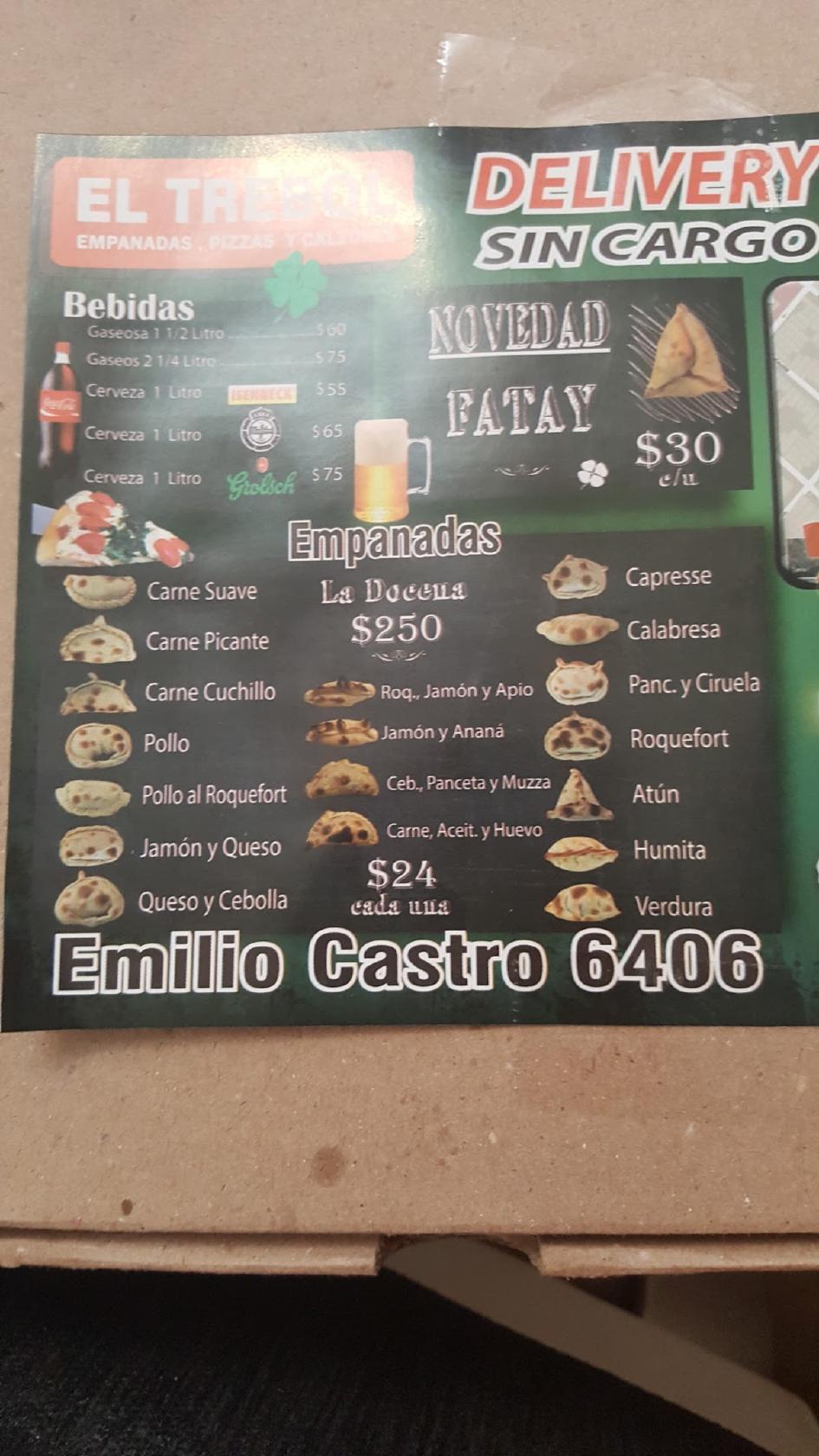 Menu at El Trébol restaurant, Buenos Aires, Av. Emilio Castro 6406