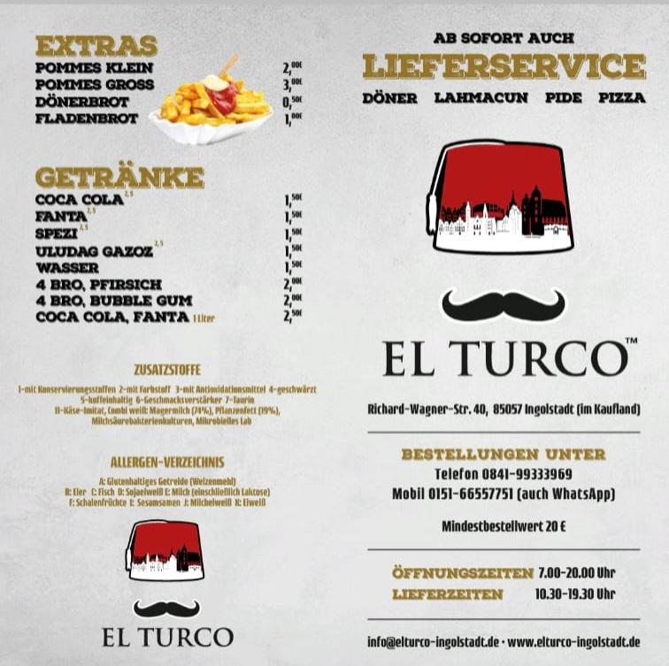 Speisekarte von El Turco 27 restaurant, Ingolstadt