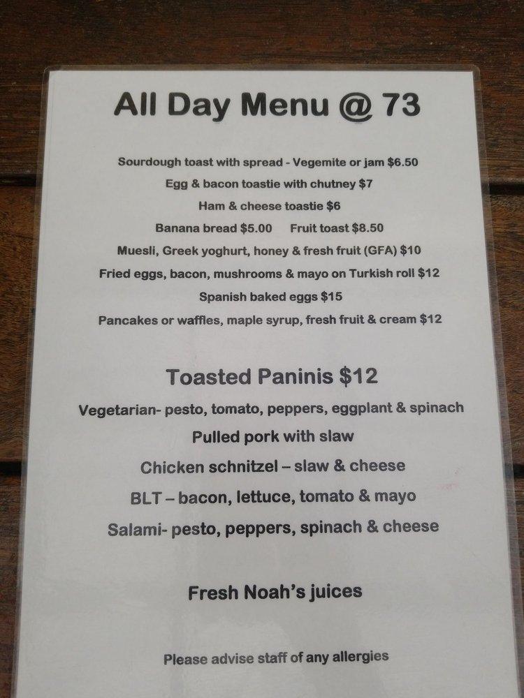 Menu at Laneway 73 Cafe Anglesea, Anglesea