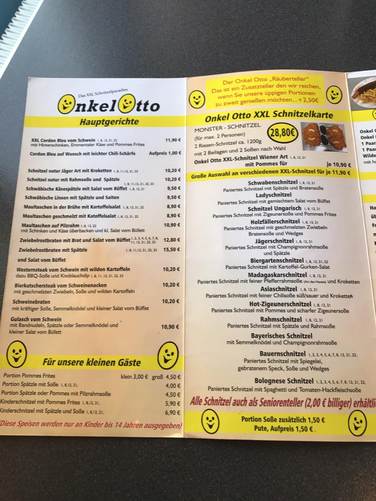 Speisekarte von Onkel Otto Günzburg restaurant, Günzburg
