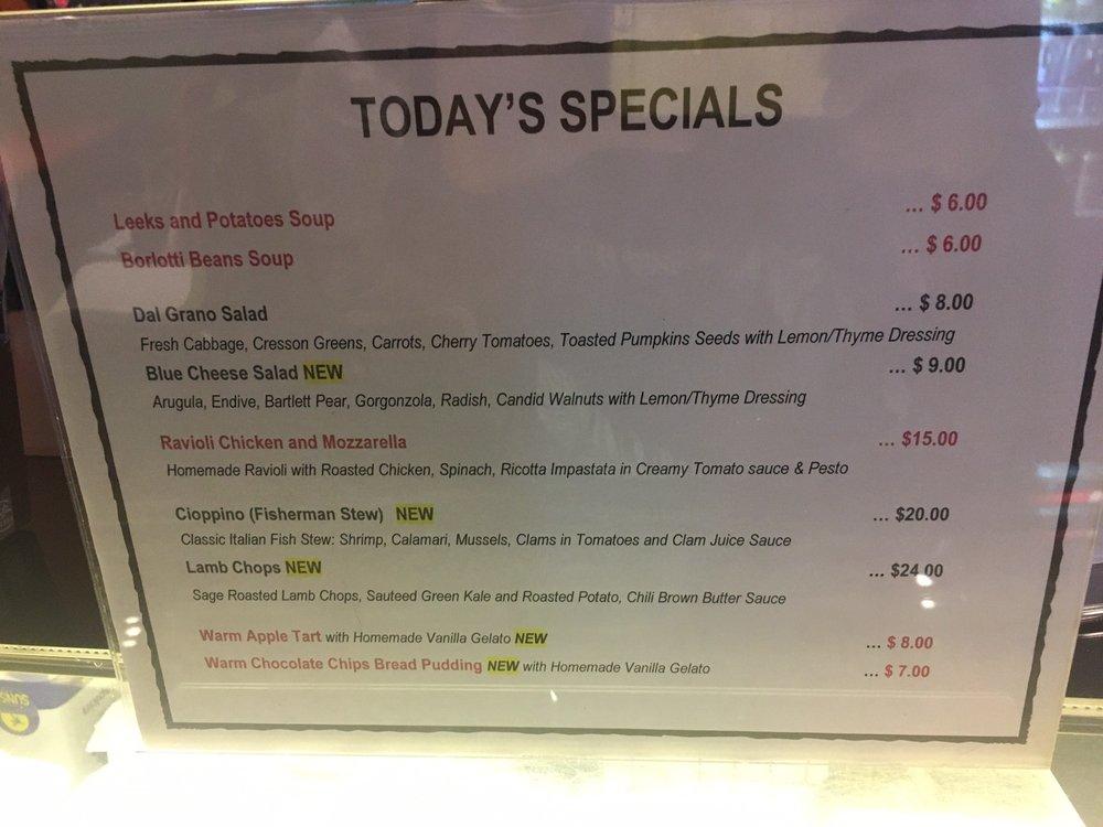 Menu at Dal Grano restaurant, McLean