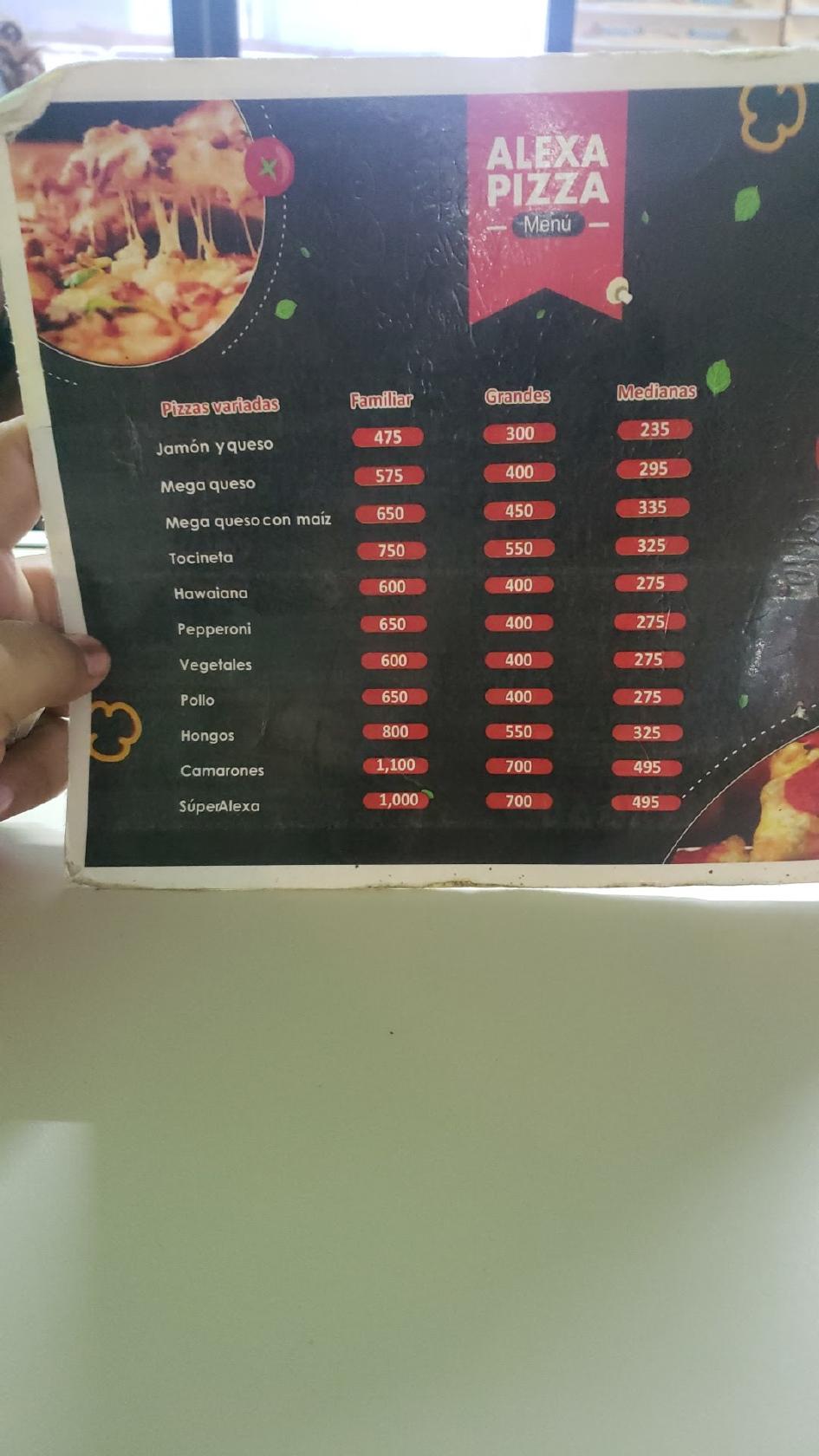Carta del restaurante Pizza Alexa, Higuey
