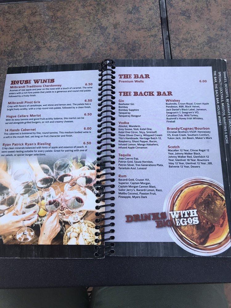 Menu at Rock Top Burgers & Brew restaurant, Moses Lake