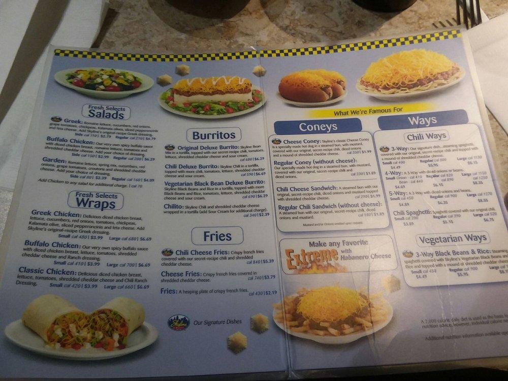 Menu at Skyline Chili fast food, Fort Wayne