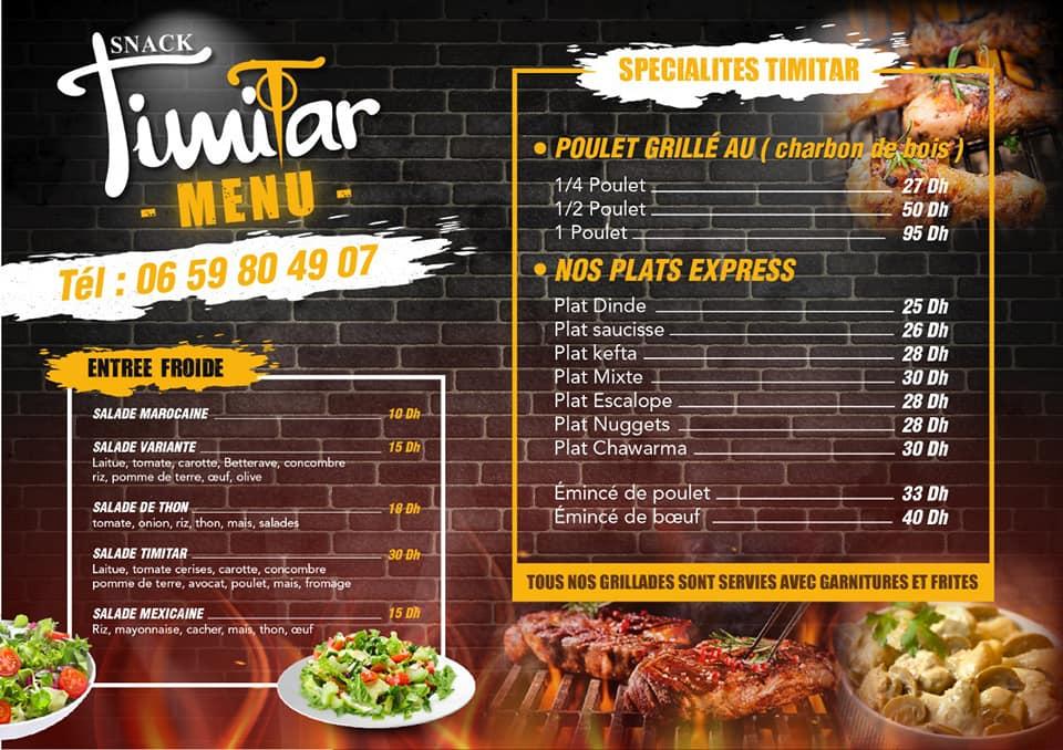Menu at Snack restaurant, Agadir, CC66+VQ8