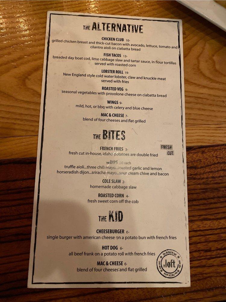 Carta del pub y bar The BURGER Loft, New City