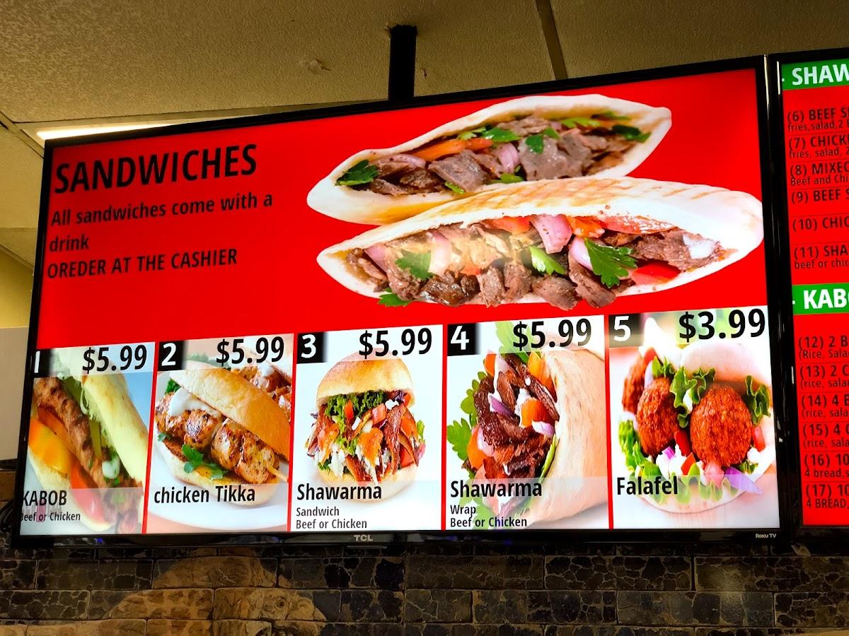 Menu at Babylon restaurant, Harrisonburg