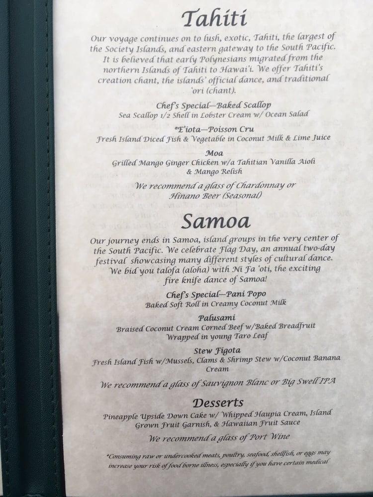 Menu at Feast at Lele restaurant, Lahaina