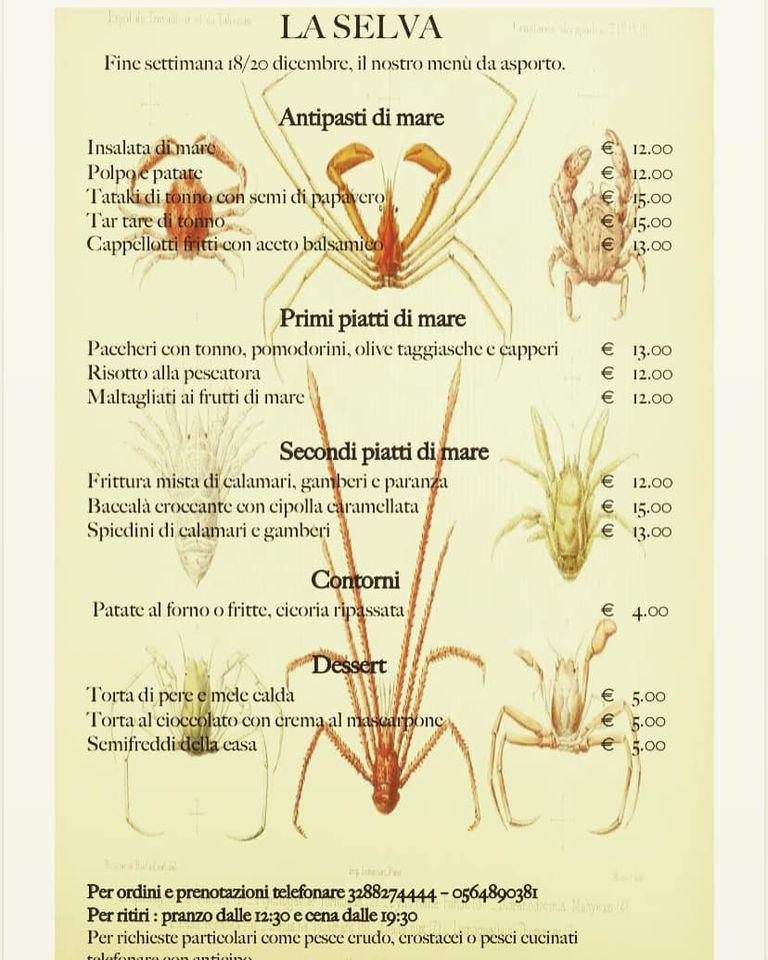 Menu da La Selva ristorante, Selva Nera
