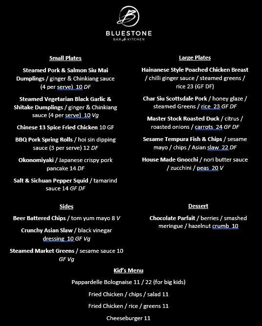 Menu at Bluestone Bar & Kitchen, Launceston, 12-14 St John St