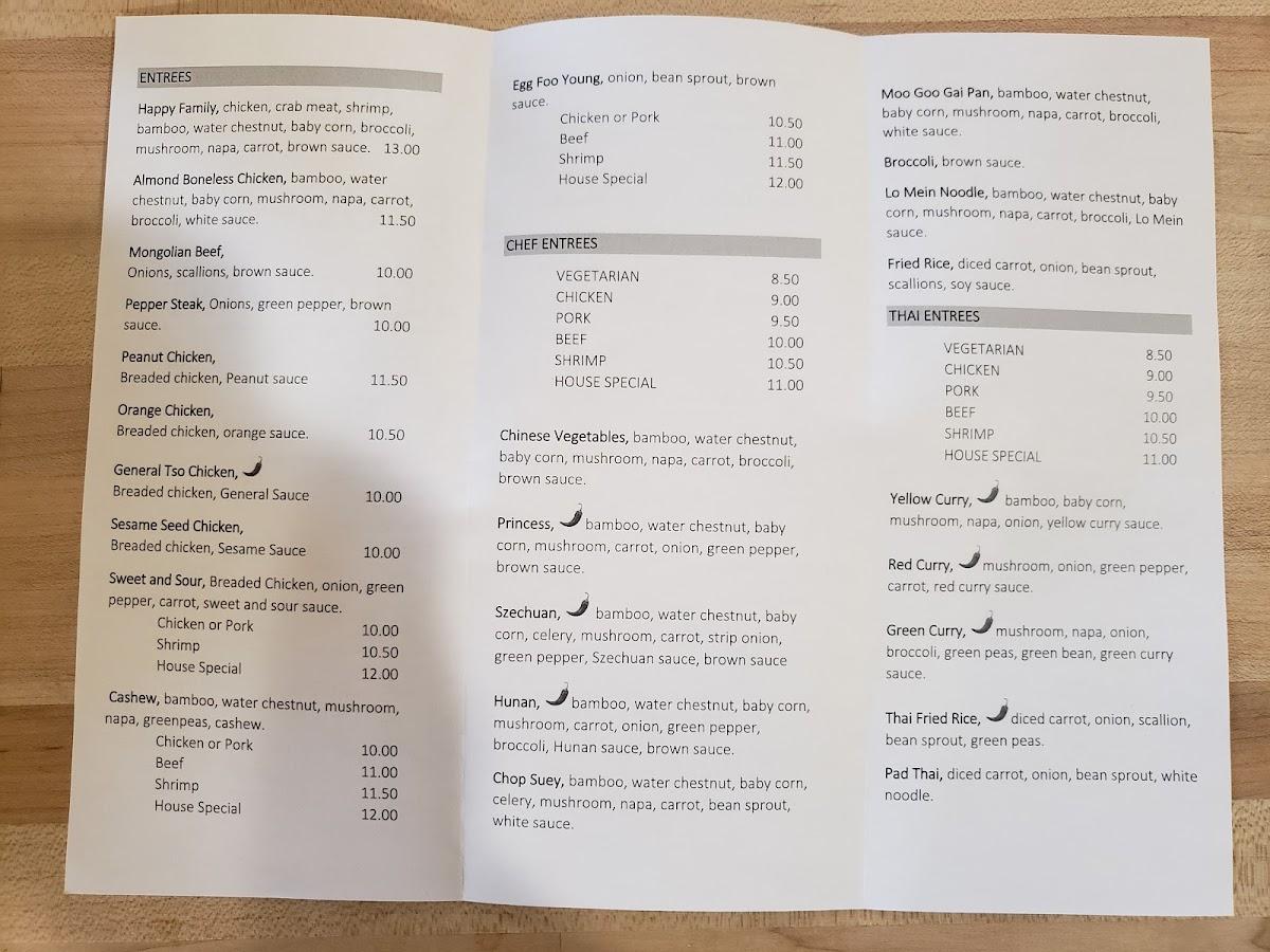Menu at Chee Peng restaurant, Belding