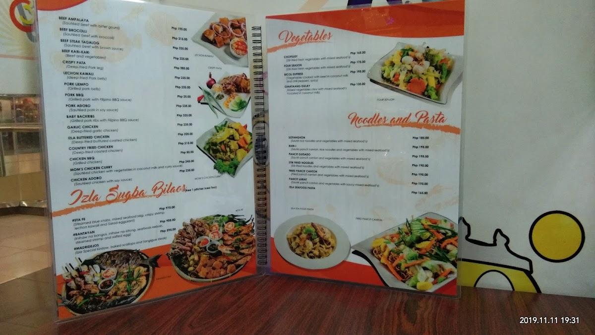 Menu at Izla Sugba pub & bar, Santa Fe