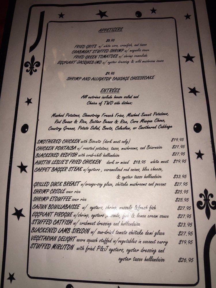 Menu at Jacques-Imo's restaurant, New Orleans