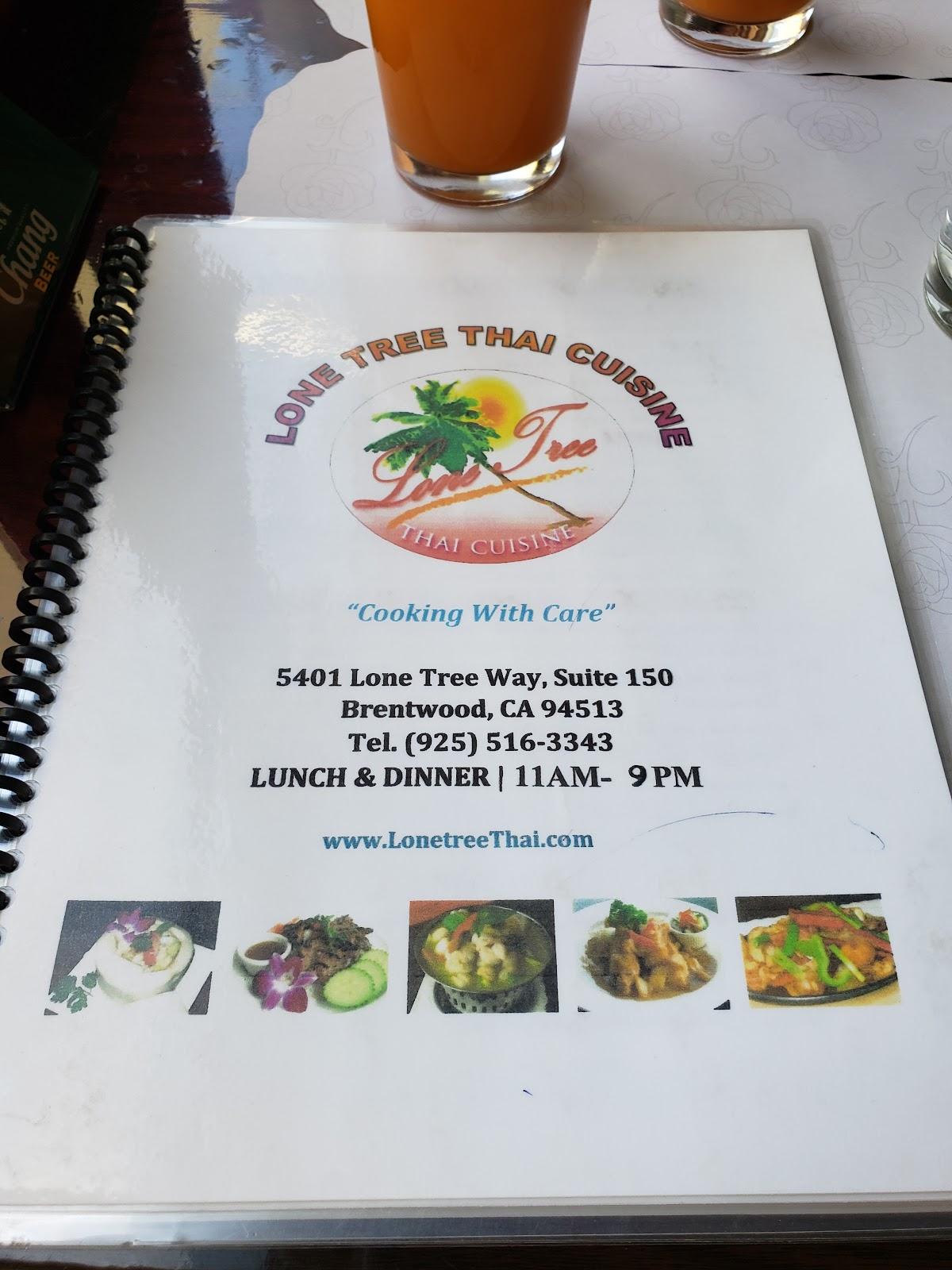 Menu at Lone Tree Thai Cuisine restaurant, Brentwood