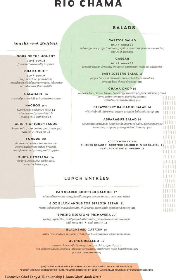 Menu at Rio Chama Prime Steakhouse, Santa Fe