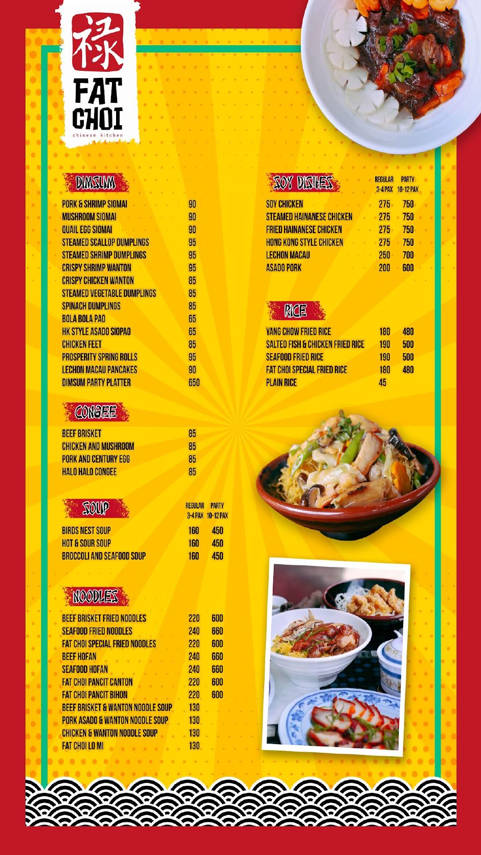 Menu at Fat Choi Chinese Kitchen restaurant, Bacolod, Art District