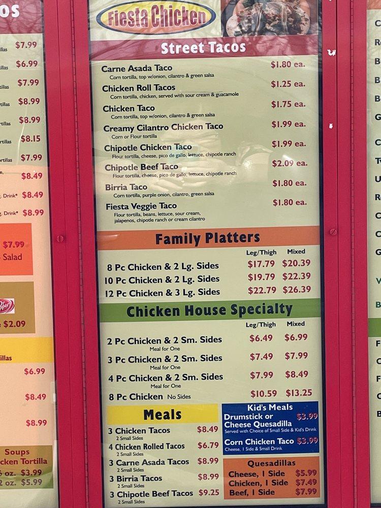 Menu at Fiesta Chicken restaurant, Boise, S Orchard St