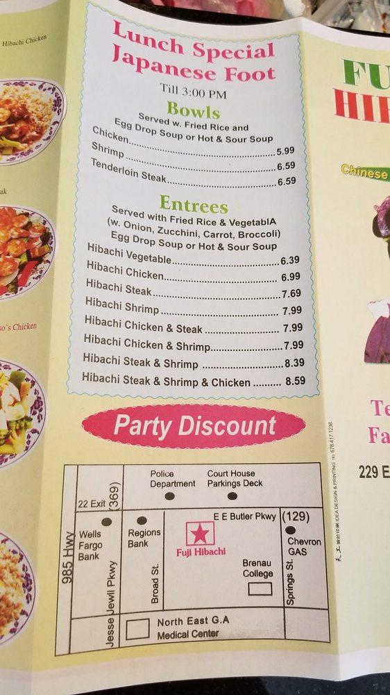 Menu at Fuji Hibachi Express restaurant, Gainesville