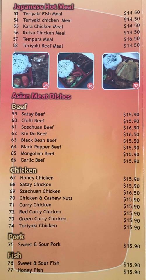 Menu at Noodle King Bento & Sushi restaurant, Bluff Point