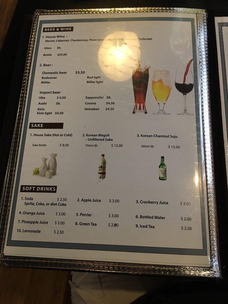 Menu at Oshio Korean BBQ, Orlando