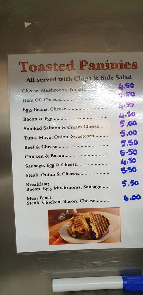 Menu at Willow Cafe, Llanelli