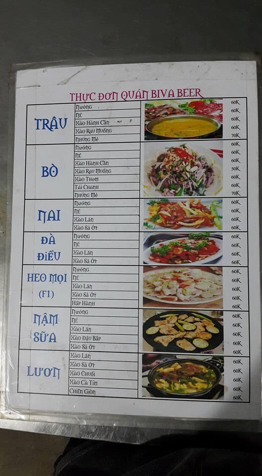 Menu at Bia Tươi Cao Cáp Biva - Chợ Điều restaurant, Bien Hoa