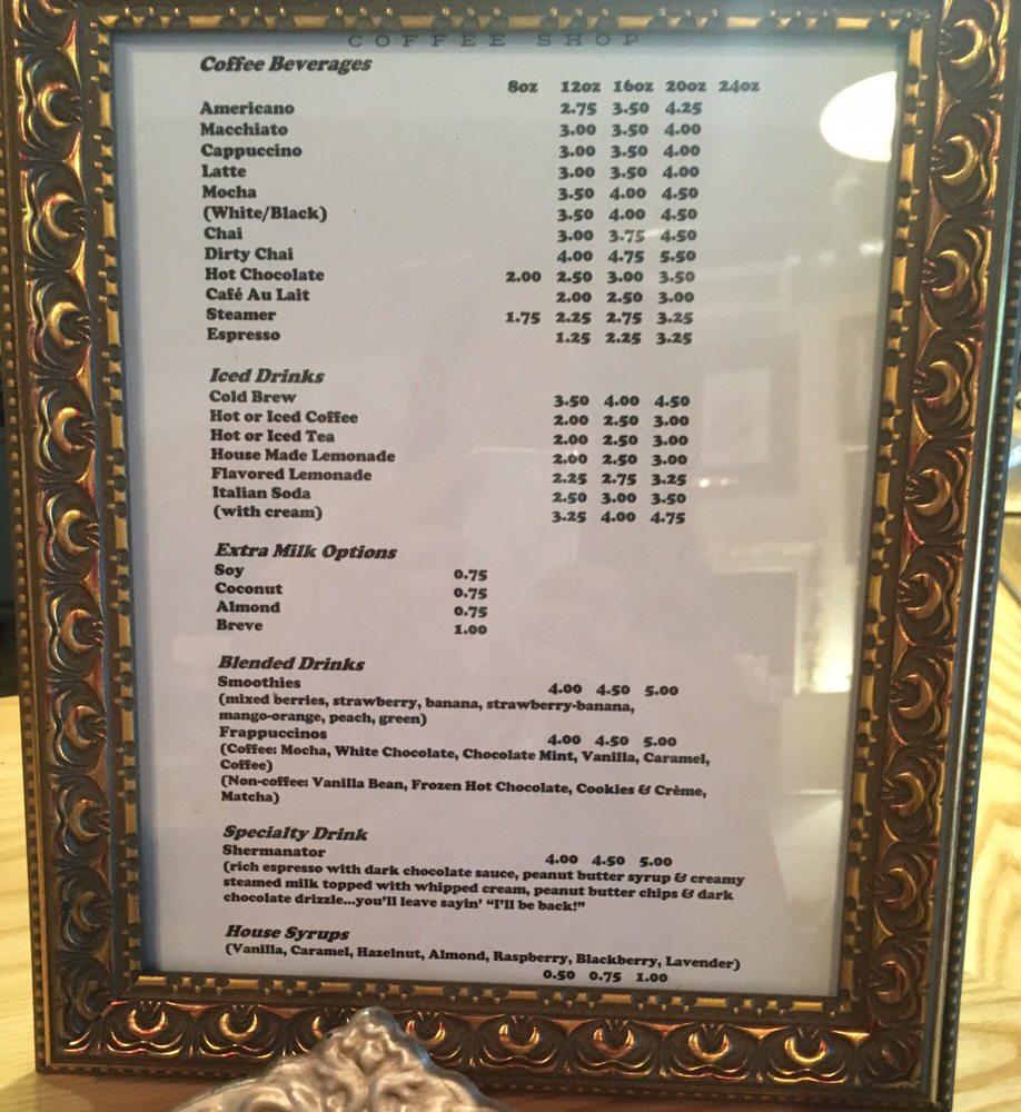 Menu at Cedar House Coffee Shop cafe, Flagstaff