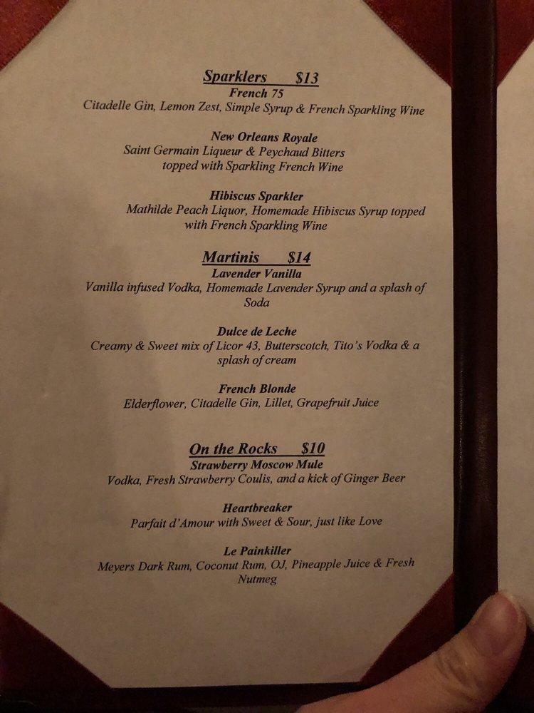 Menu at Chez Nous French Restaurant, Humble
