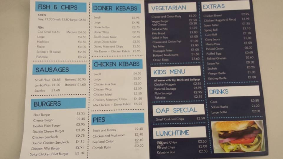 Menu at Cod Almighty restaurant, Southampton