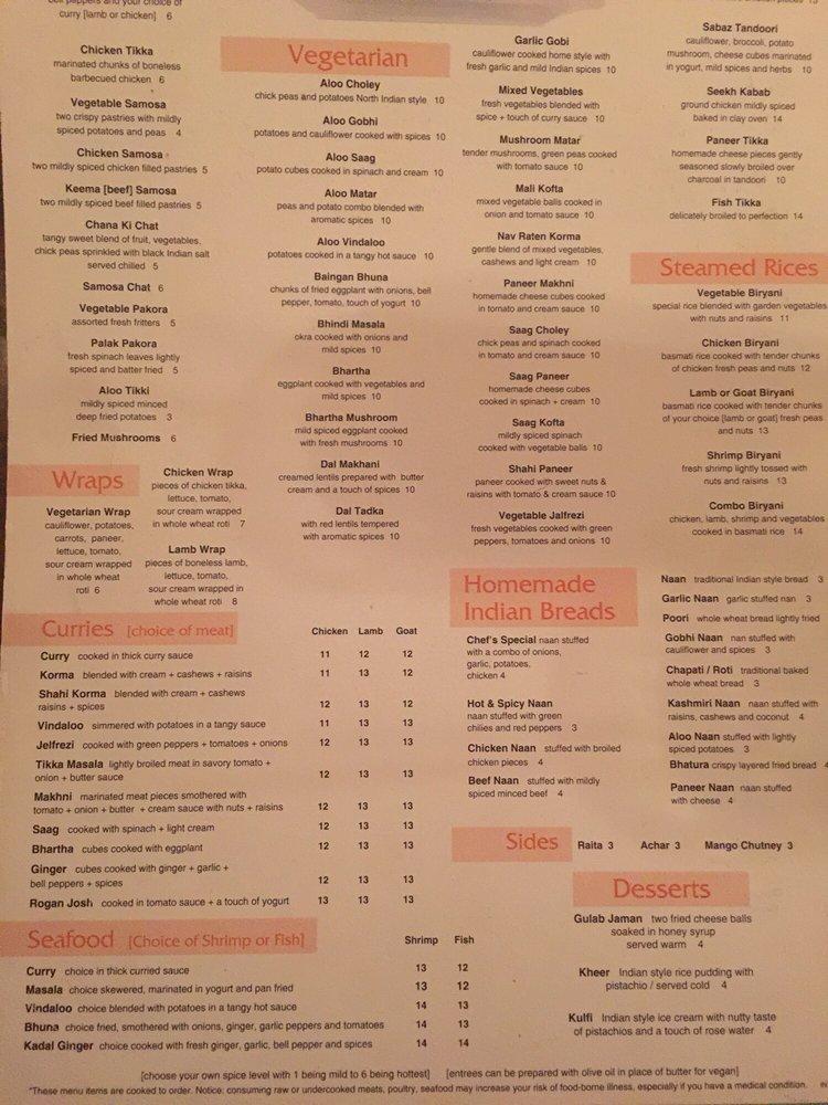 Menu at Elephant Walk Indian Bar and Grill, Cincinnati