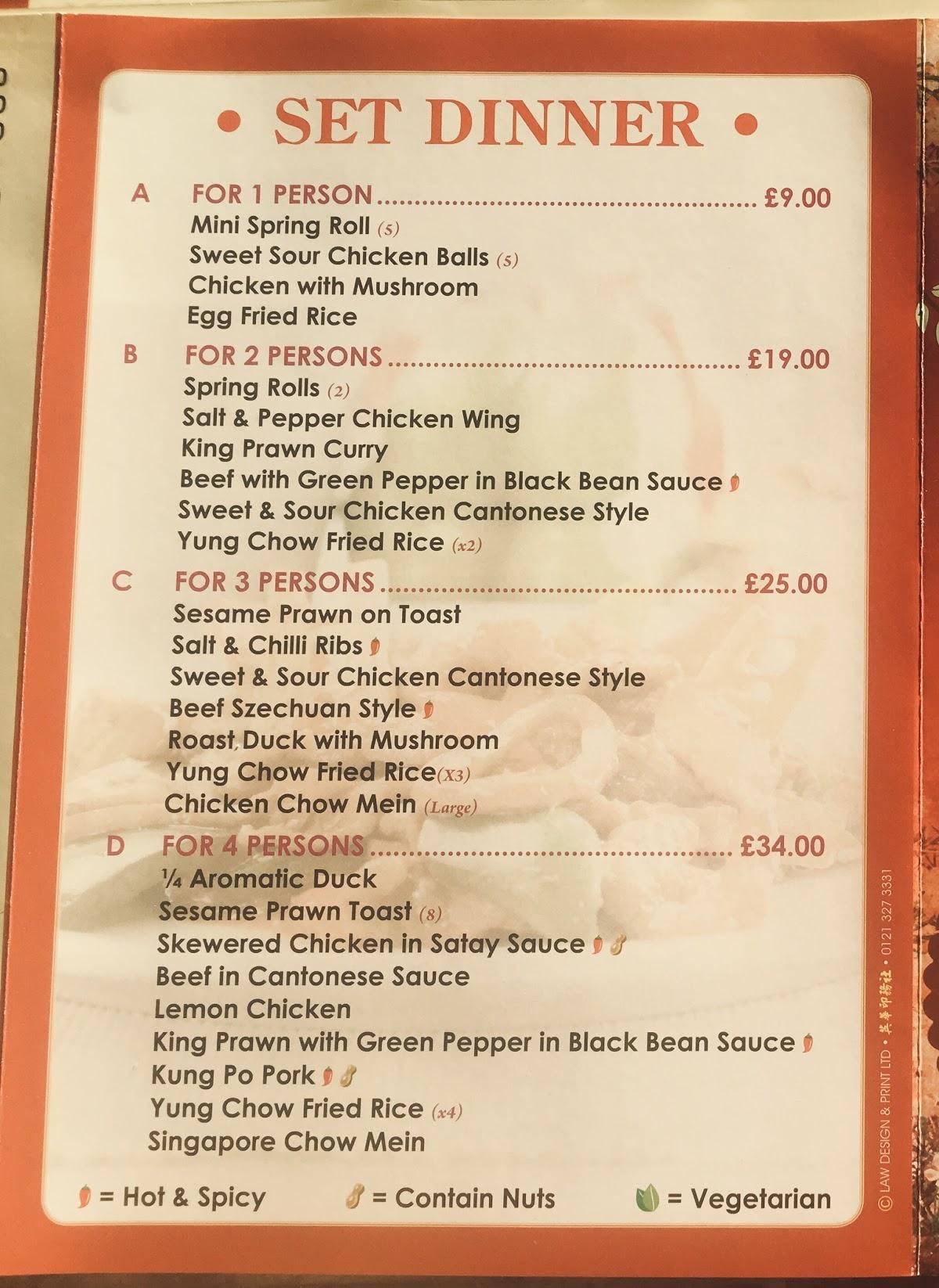 Menu at Full House restaurant, Birmingham, 201 Turnberry Rd