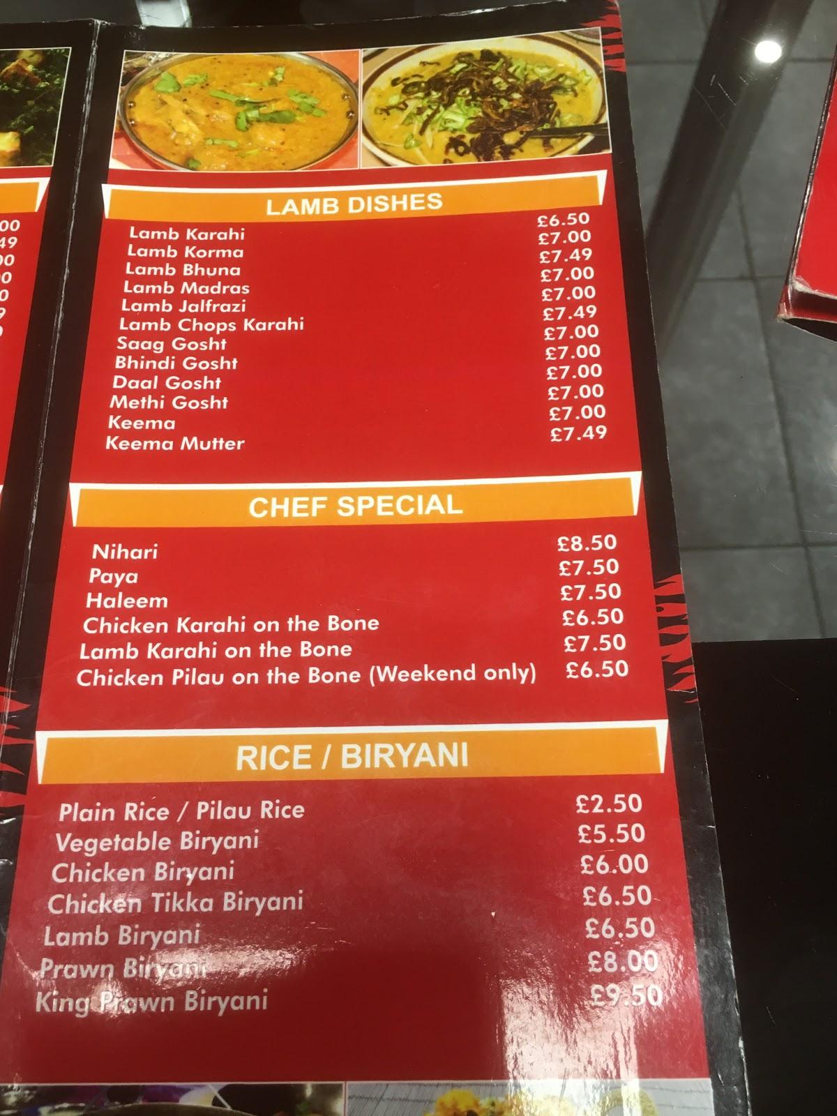 Menu at Koyla Lahore Karahi restaurant, London, 31 Seven Sisters Rd