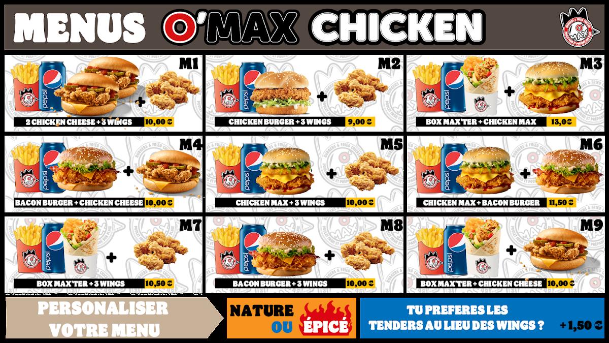 Menu at O'MAX CHICKEN restaurant, Marseille