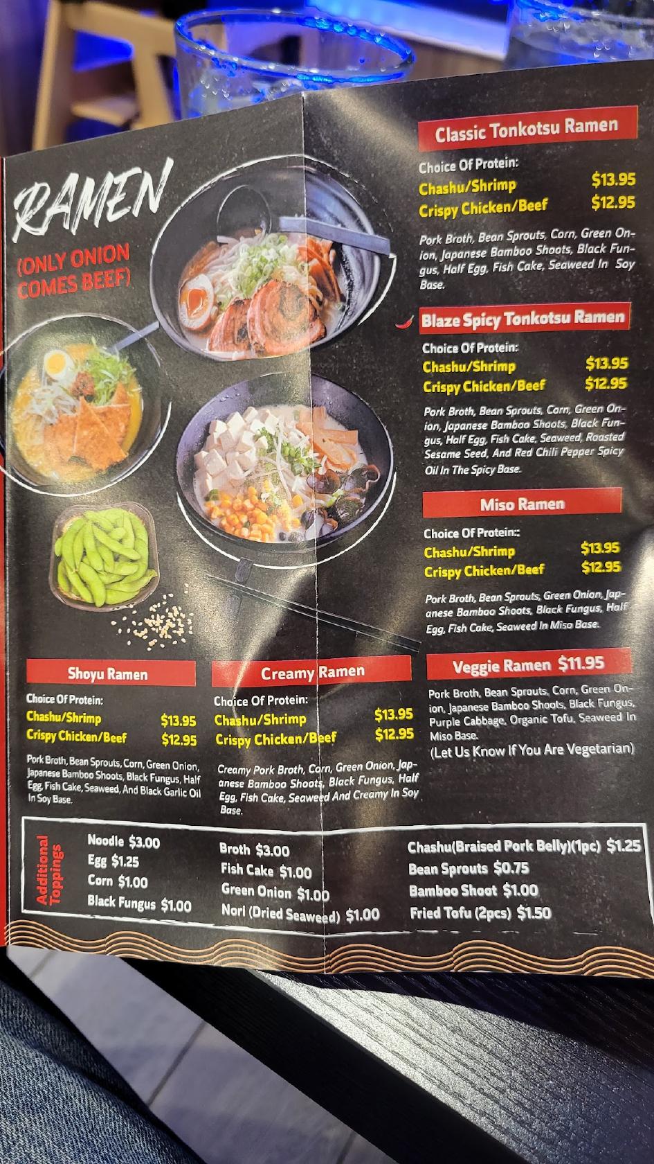 Menu at ORYZA POKE & RAMEN restaurant, Eagan