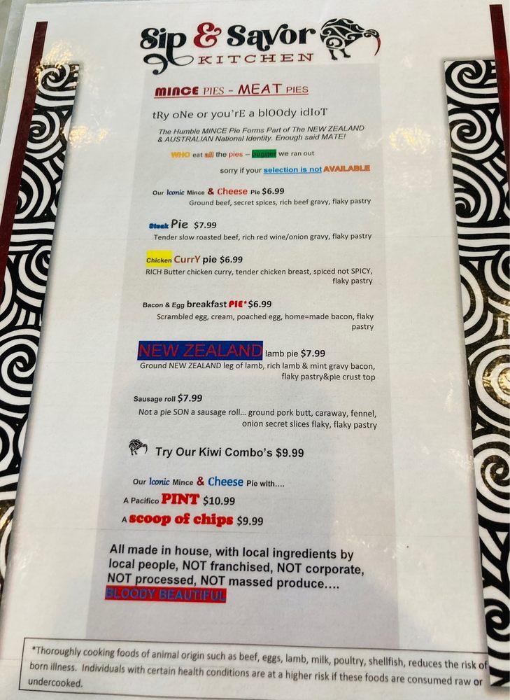 Menu at Sip and Savor Kitchen restaurant, Las Vegas
