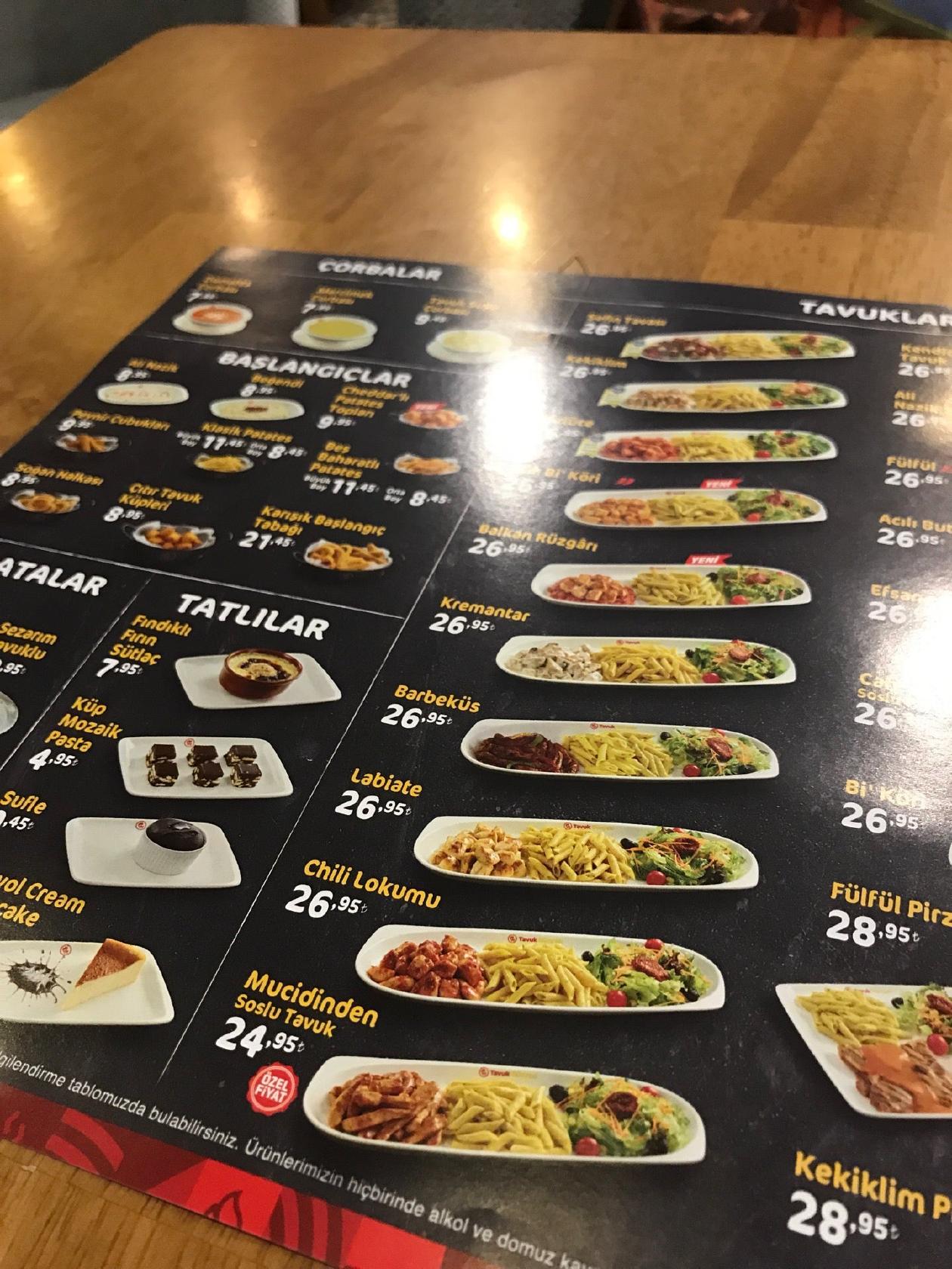 Menu at Tavuk Dünyası Mühürdar Kadıköy, Istanbul, Mühürdar Cd. No:41/B