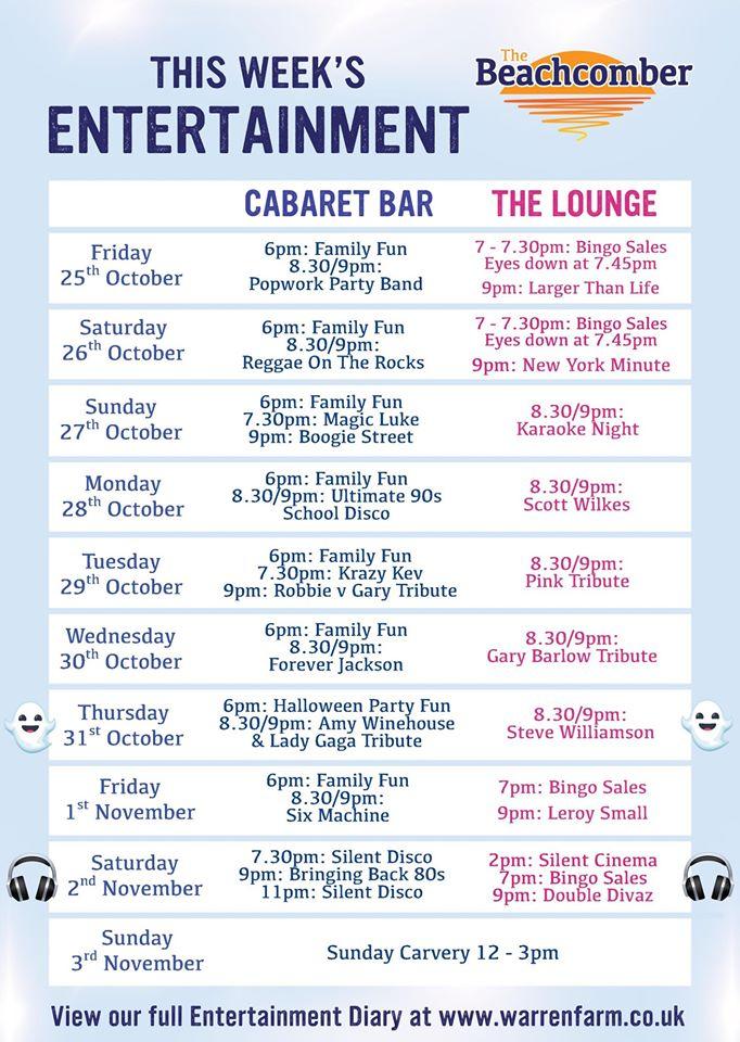 Menu at The Beachcomber, Brean pub & bar, Brean