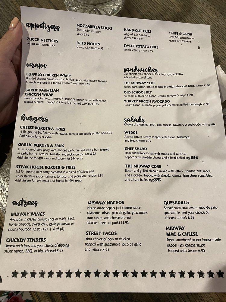 Menu at The Midway pub & bar, Midvale