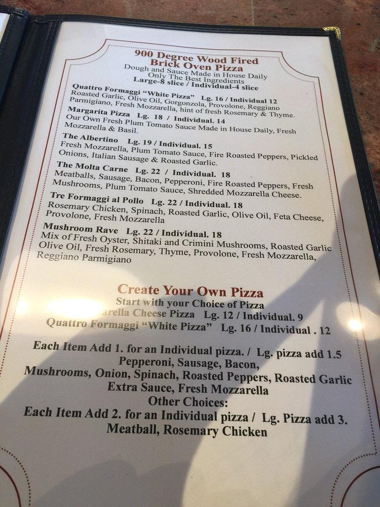 Carta de pizzería Albertino's Brick Oven Eatery, Ocean City