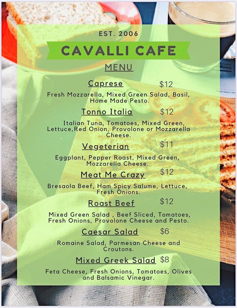 Menu at Cavalli Cafe, San Francisco